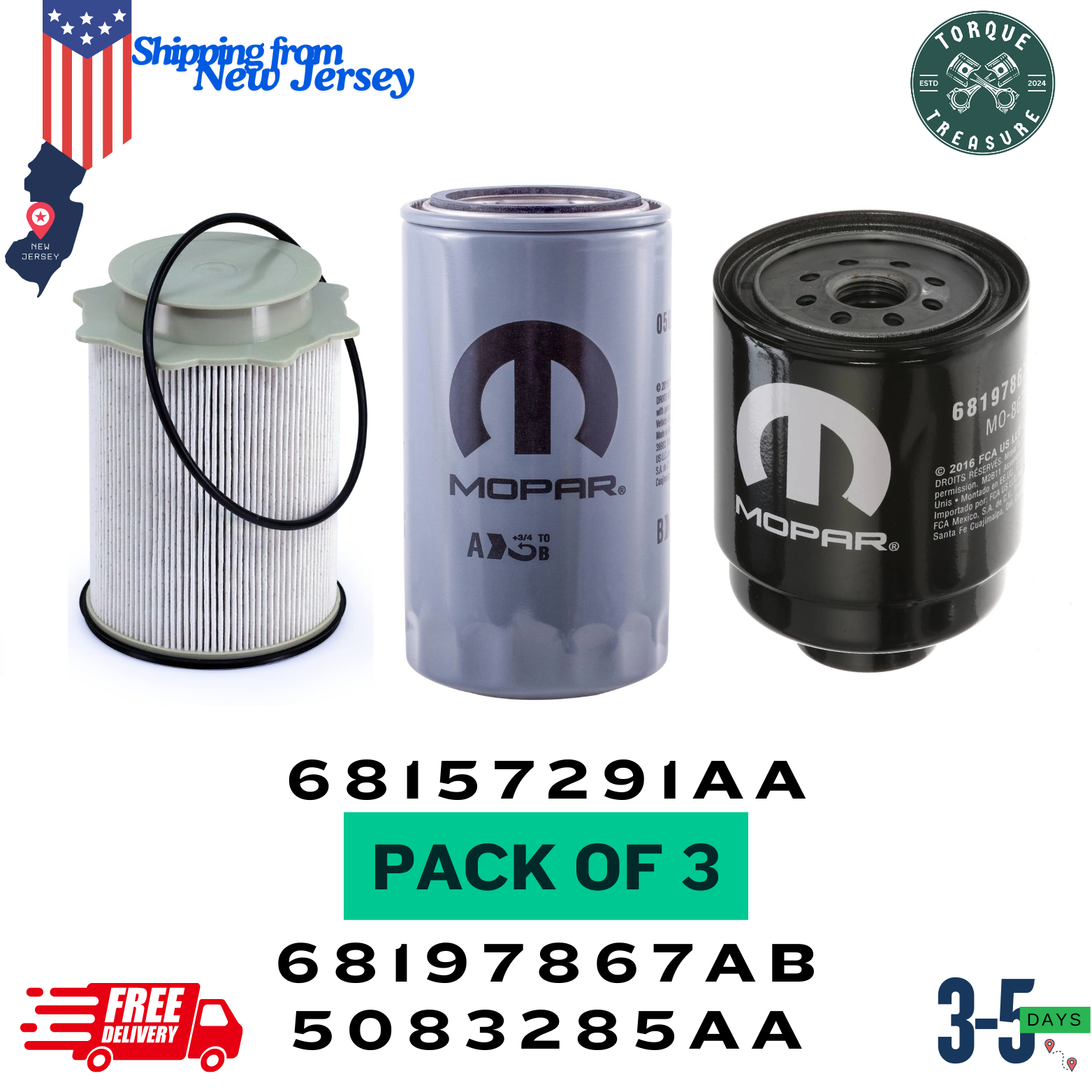 Mopar 2013-2018 Dodge RAM 2500-5500 6.7L Cummins Oil Fuel Filter Kit O ...